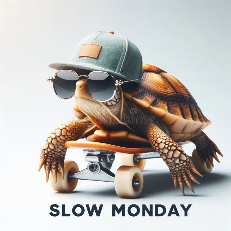 Portrait of a Turtle Wearing a Hat and Glasses with the Words Slow ...
