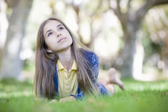 Portrait of Tween Girl on Grass Stock Image - Image of blond, innocence ...
