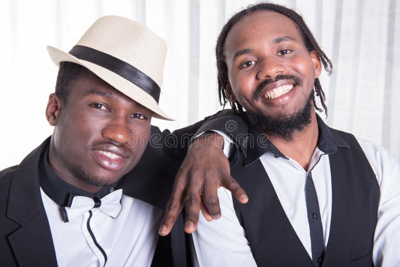 Portrait of Two African Guys Stock Image - Image of black, closeup ...
