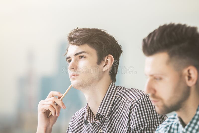 Portrait of Two Attractive Guys Stock Photo - Image of collar, business ...