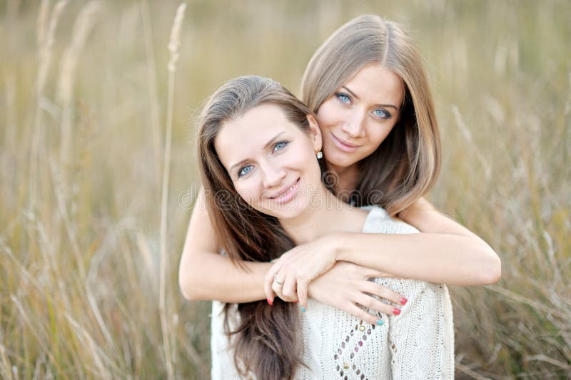 Portrait of Two Beautiful Sisters Stock Photo - Image of hair ...