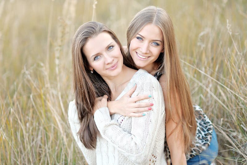 Portrait of Two Beautiful Sisters Stock Image - Image of nature ...