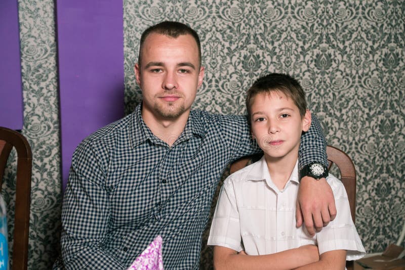 Portrait of Two Brothers, Indoors Stock Image - Image of happiness ...