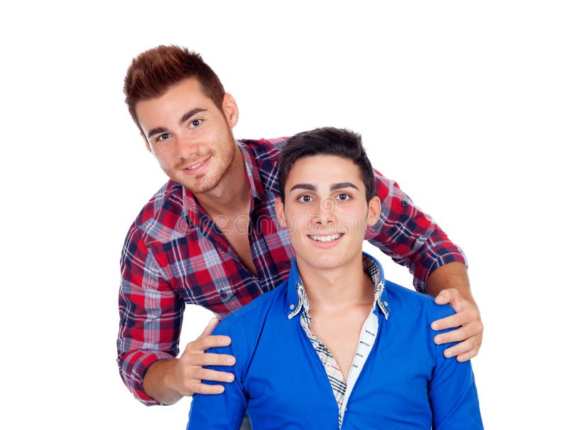 Portrait of Two Brothers Sitting Back To Back Stock Photo - Image of ...