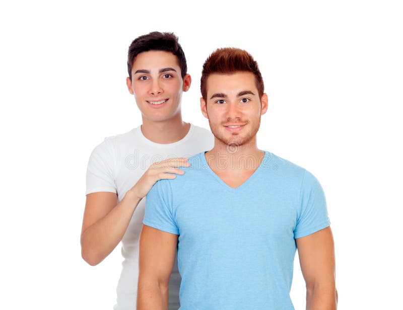 Portrait of Two Brothers Sitting Back To Back Stock Photo - Image of ...