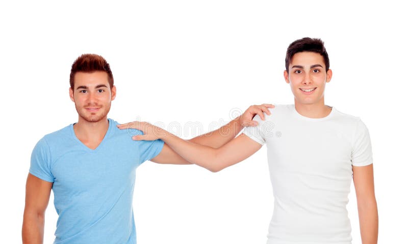 Portrait of Two Brothers Sitting Back To Back Stock Photo - Image of ...