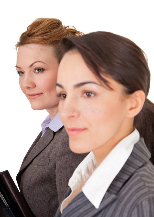Two Happy Businesswomen Using a Tablet Computer Stock Image - Image of ...