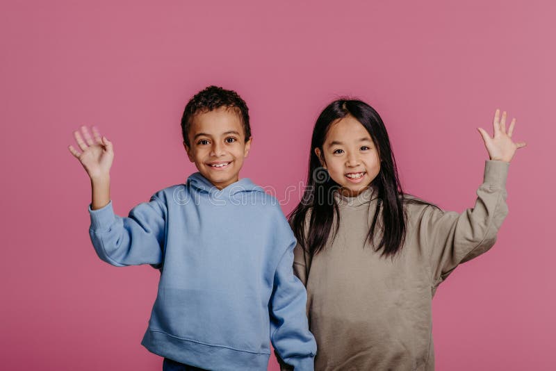 Portrait of Two Children, Studio Shoot. Concept of Diversity in ...
