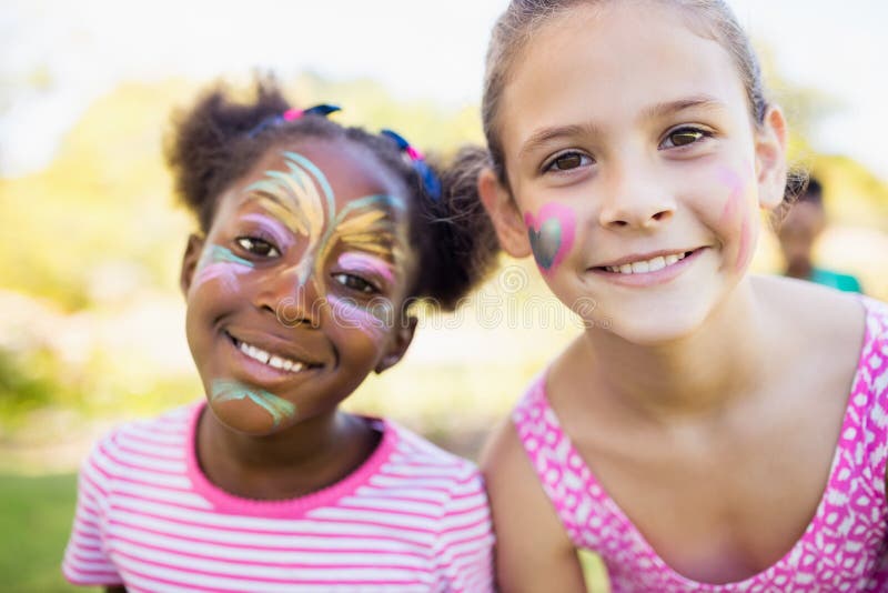 Portrait of Two Cute Girls with Make Up on the Face Stock Image - Image ...