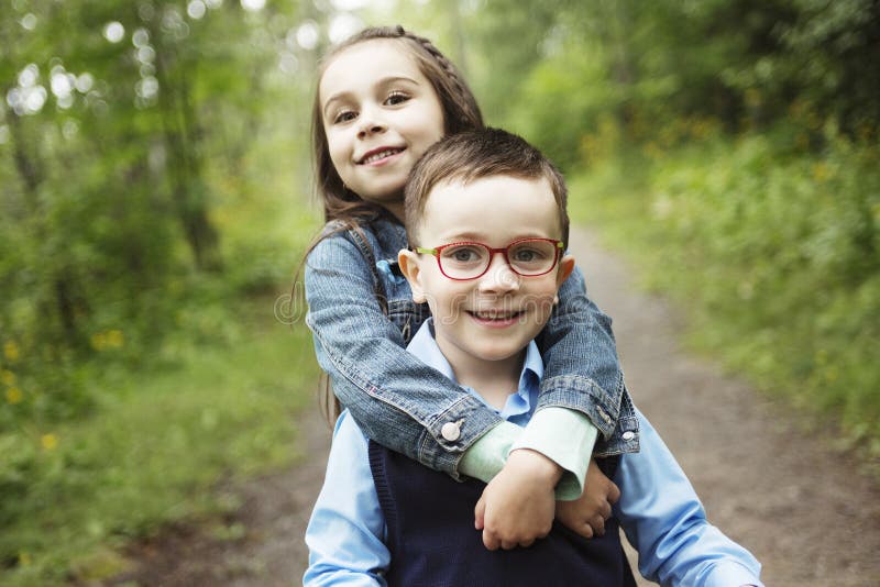 Portrait of Two Cute Little Child Outdoors on the Stock Photo - Image ...