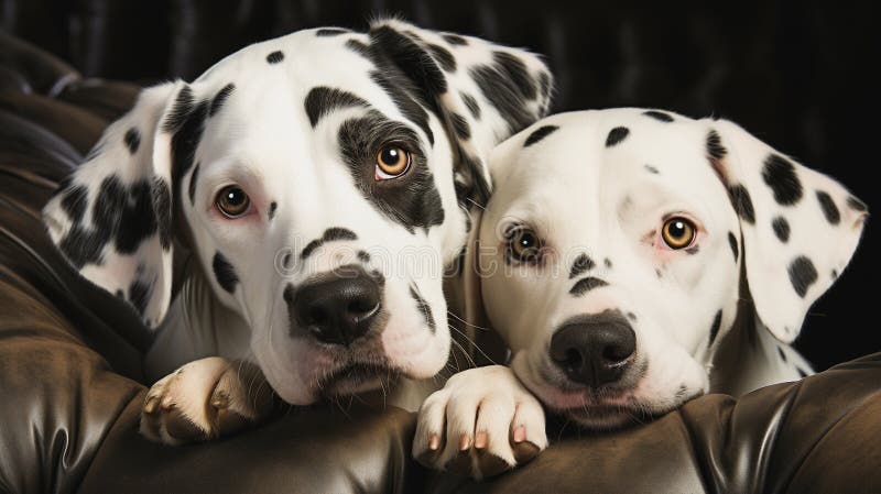 Portrait of Two Dalmatian Dogs on the Sofa, Generative Ai Stock ...