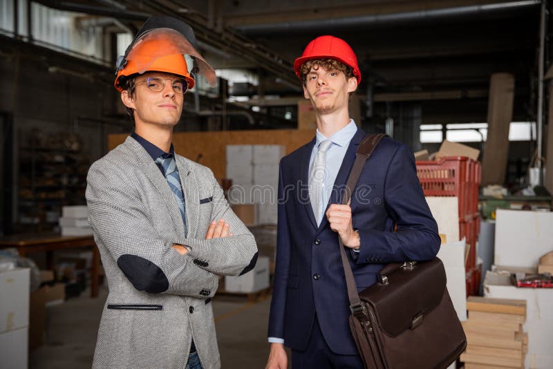 Portrait of Two Engineers in the Factory, Successful People Elegantly ...