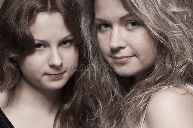 Portrait of two girls stock image. Image of curly, haired - 13279001