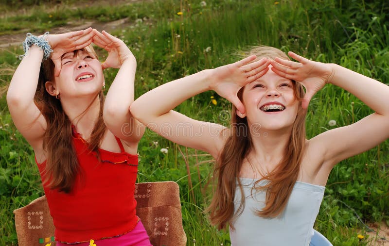 Portrait of two girls stock image. Image of laughter - 14724473