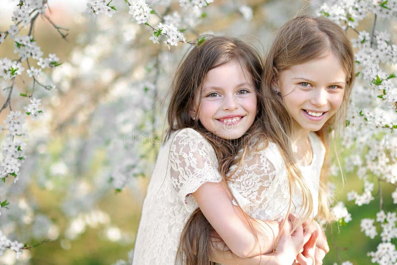 Portrait of two girls stock image. Image of sister, dress - 58472067