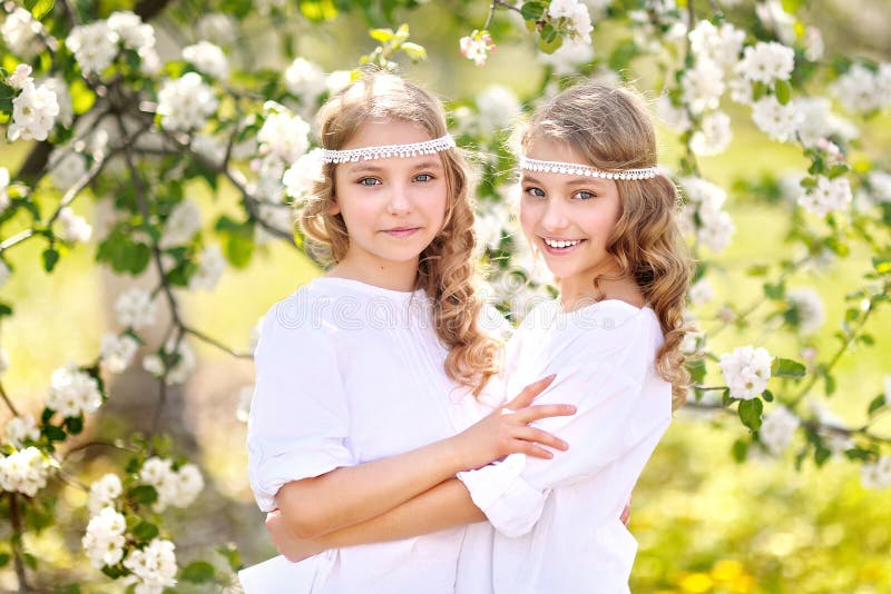 Portrait of two girls stock image. Image of teens, summer - 58471277