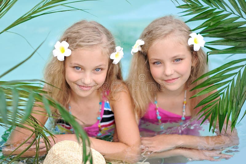 Portrait of two girls stock photo. Image of gladness - 58930176