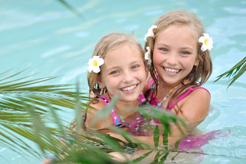 Portrait of two girls stock photo. Image of swim, beautiful - 58930560