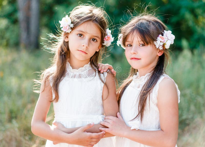 Portrait of Two Girls Girlfriends Stock Image - Image of outdoor ...