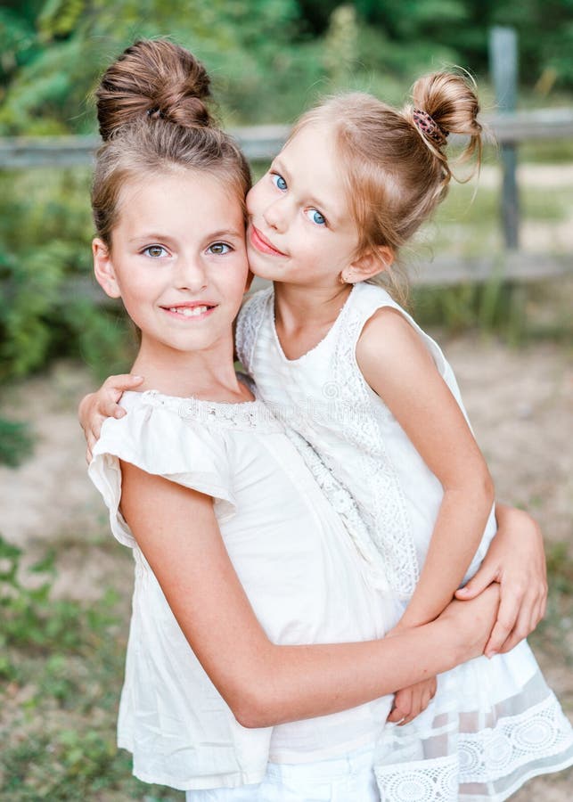 Portrait of Two Girls Girlfriends Stock Image - Image of spring ...