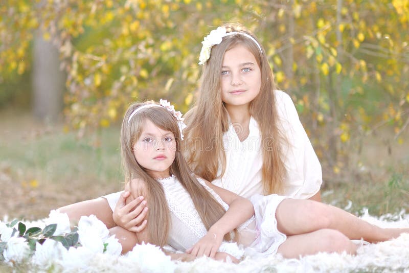 Portrait of two girls stock image. Image of woods, childhood - 50204113