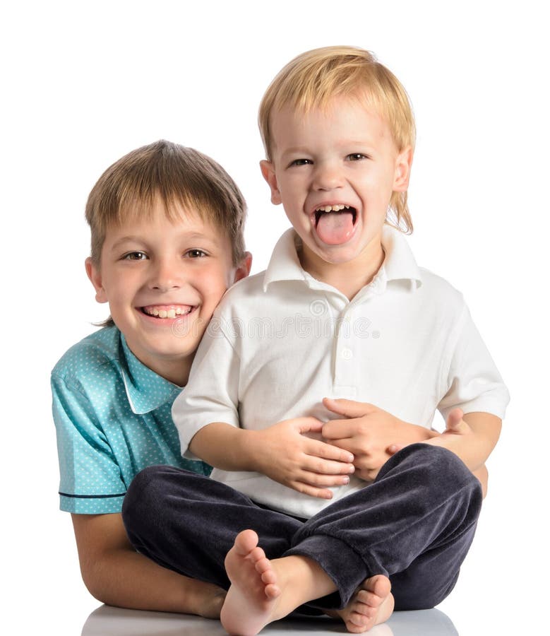 Portrait of Two Happy Brother Stock Image - Image of cute, cheerful ...