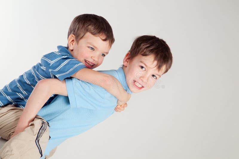 Portrait of Two Happy Brothers Stock Photo - Image of schoolboy ...