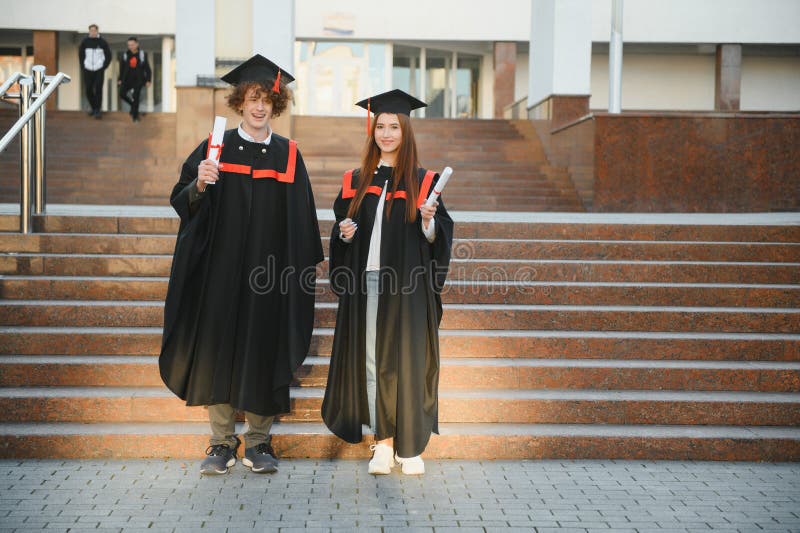 Portrait of Two Happy Graduating Students. Stock Photo - Image of young ...