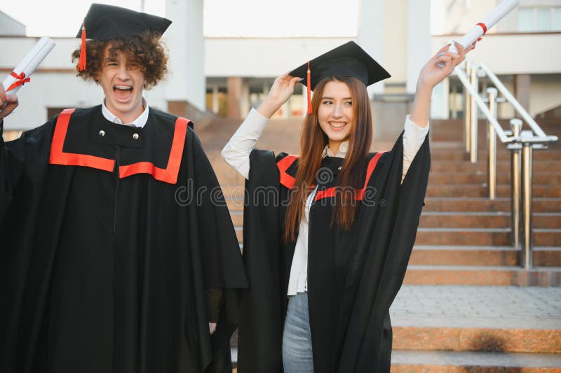 Portrait of Two Happy Graduating Students. Stock Photo - Image of ...