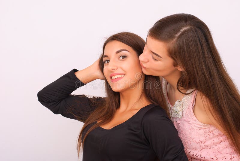 Portrait of Two Happy Pretty Young Women Stock Image - Image of happy ...