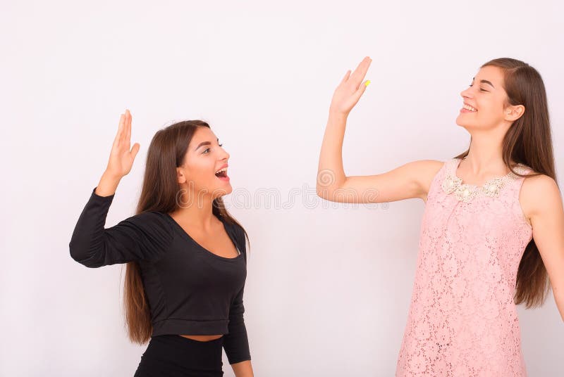 Portrait of Two Happy Pretty Young Women Stock Image - Image of ...