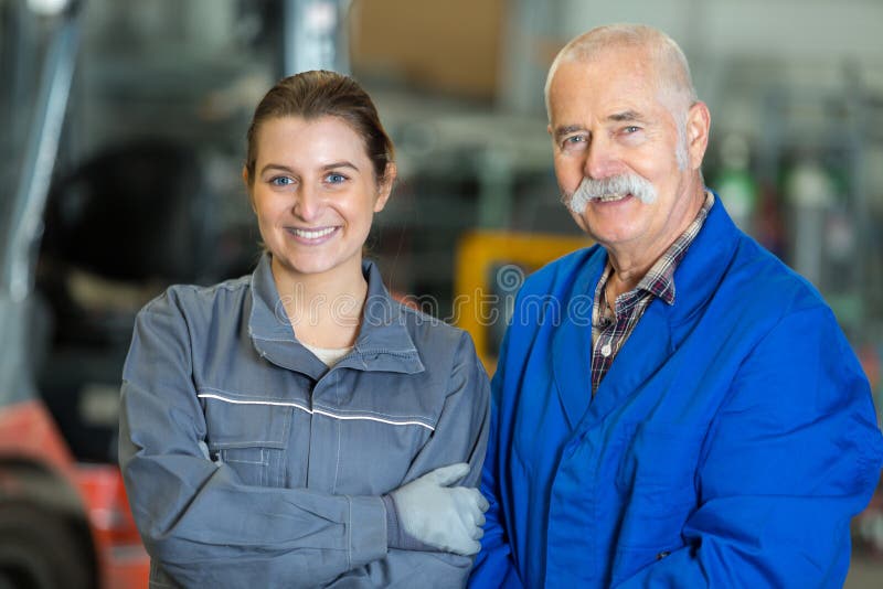 Portrait two happy workers stock photo. Image of meeting - 254759436