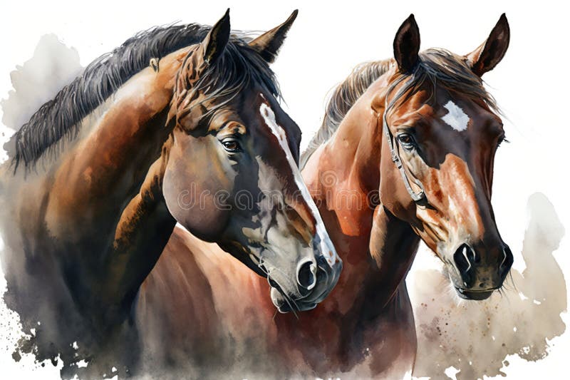 Portrait of two horses stock illustration. Illustration of stallion ...