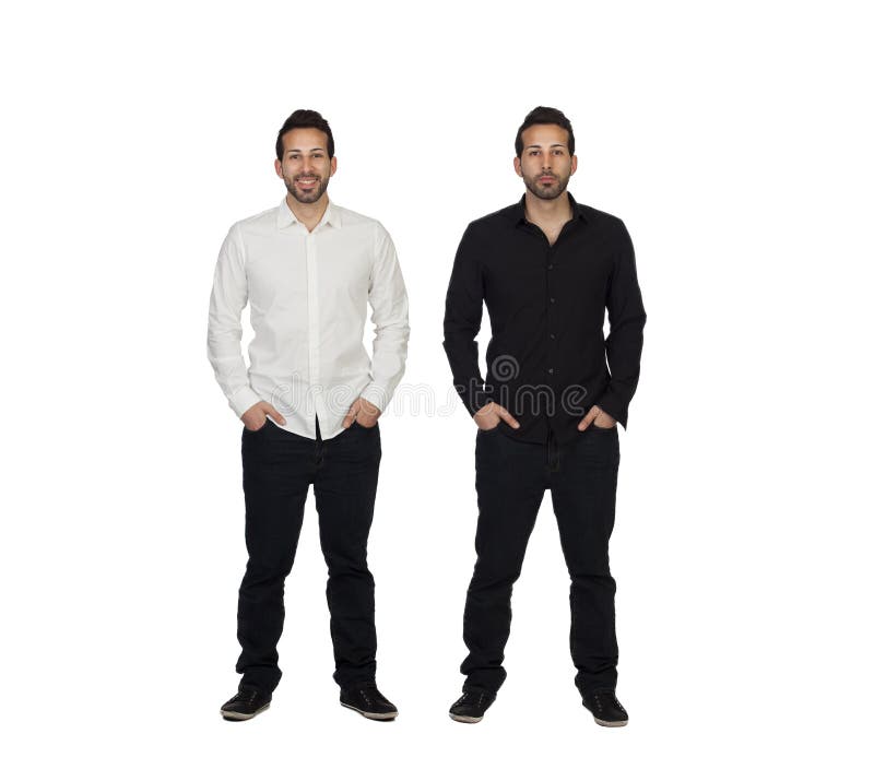 Portrait of Two Identical Man Stock Image - Image of casual, confident ...