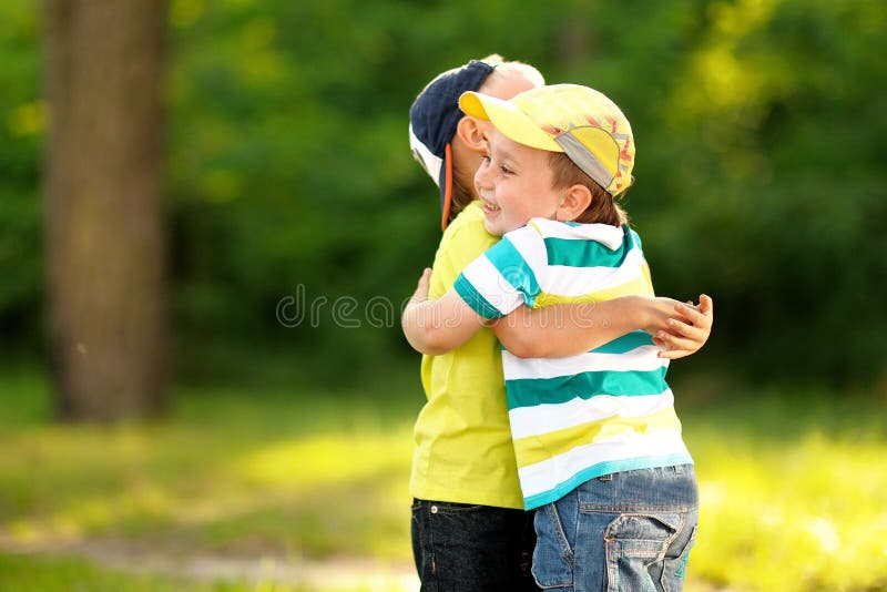 Portrait of Two Little Boys Friends Stock Image - Image of joyfulness ...