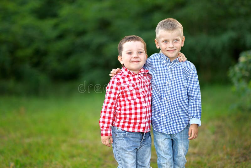 Portrait of Two Little Boys Friends Stock Image - Image of friendship ...