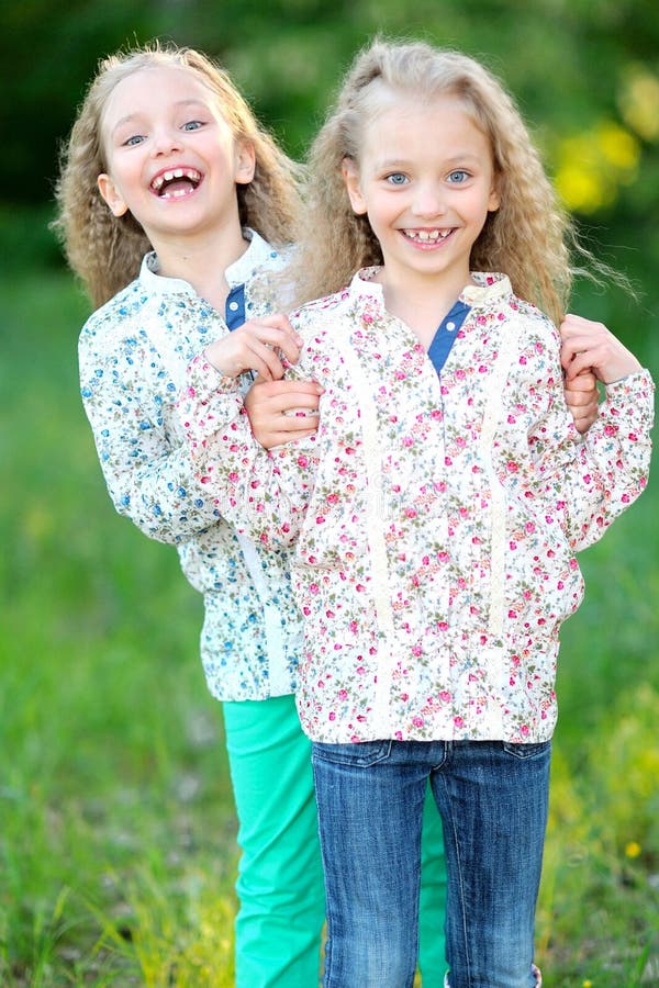 Portrait Of Two Little Girls Stock Image - Image of natural, hair: 36877359