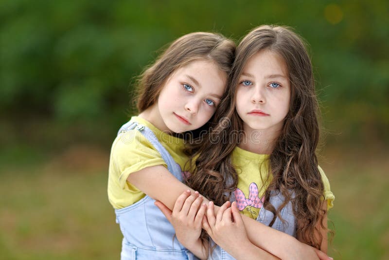 Portrait of Two Little Girls Stock Image - Image of child, nature: 46458357