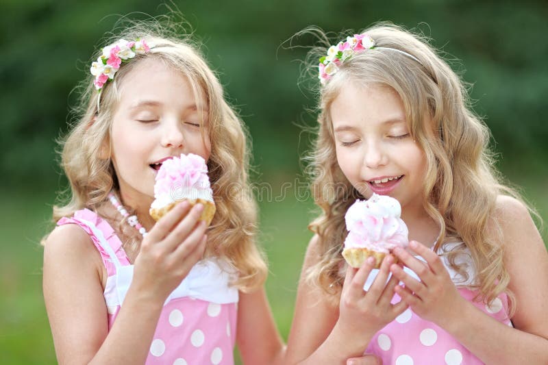 Portrait of Two Little Girls Stock Photo - Image of love, happy: 48055362