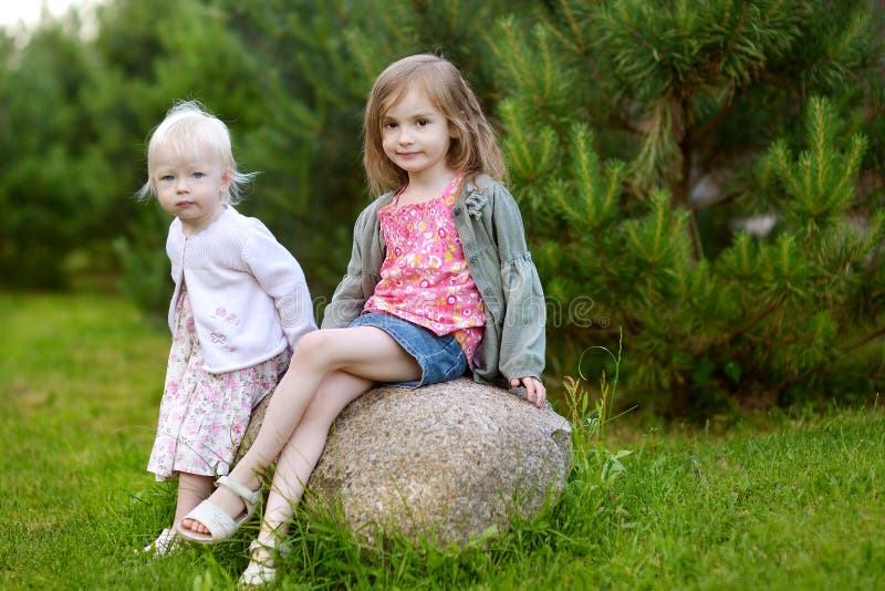 Portrait of Two Little Sisters Stock Photo - Image of caucasian ...