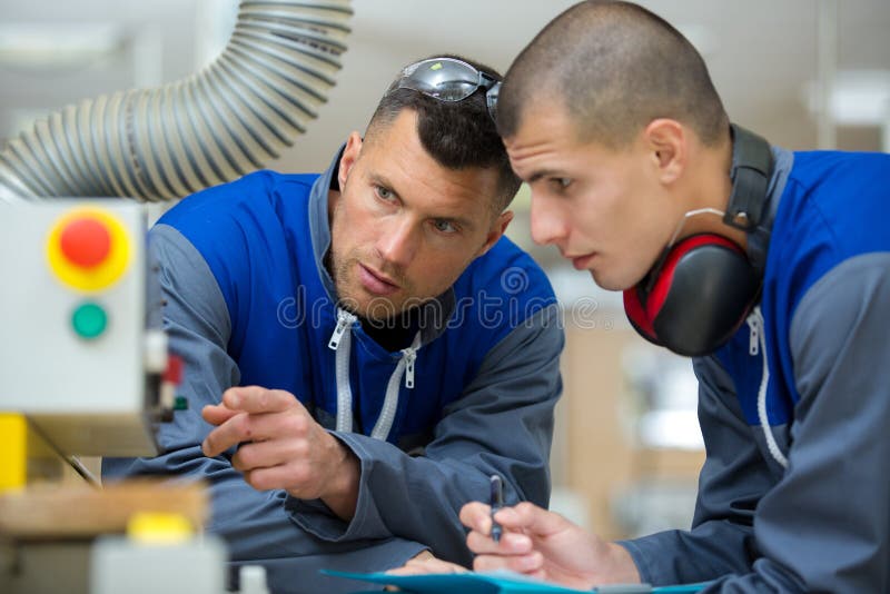 Portrait Two Mechanics in Workshop Stock Photo - Image of helper ...