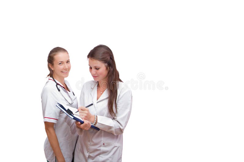 Two nurses meeting stock image. Image of feminine, care - 2181149