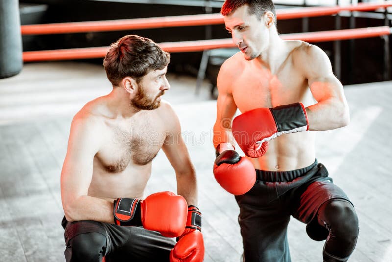 Two Professional Boxers Training at the Gym Stock Photo - Image of ...