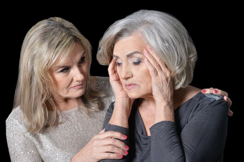 Portrait of a Two Sad Women Posing Stock Image - Image of emotions ...