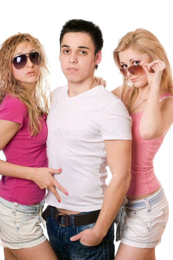 Portrait of a Two Sensual Women and Handsome Young Man Stock Image ...