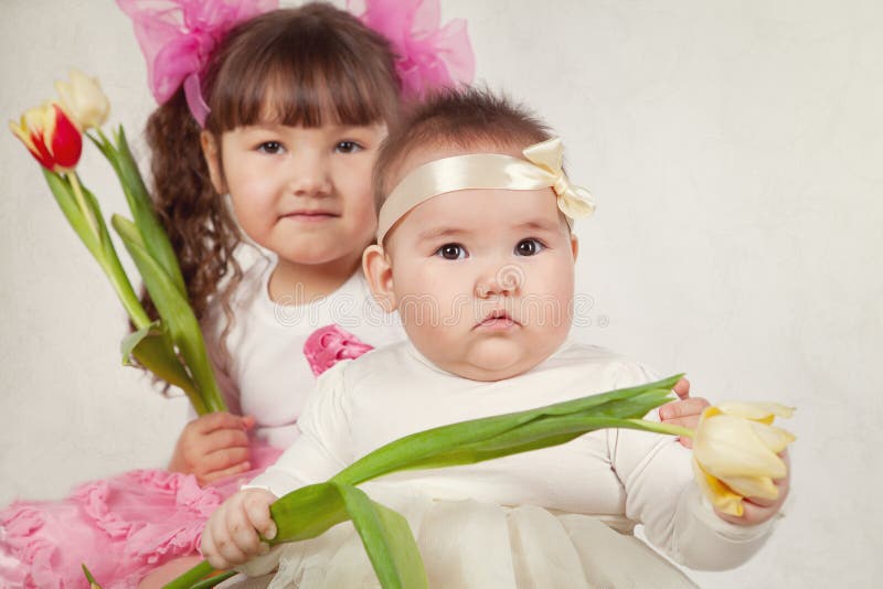 Portrait of two sisters stock image. Image of hair, serious - 29815359