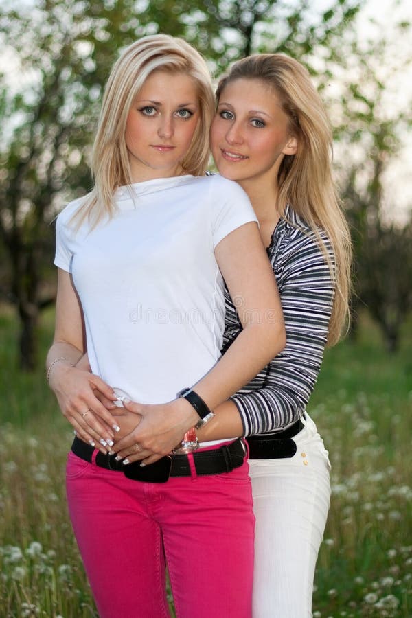 Portrait of Two Smiling Lovely Young Women Stock Photo - Image of ...