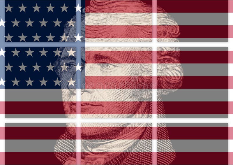 Portrait of U.S. President Alexander Hamilton with USA Flag. Stock ...