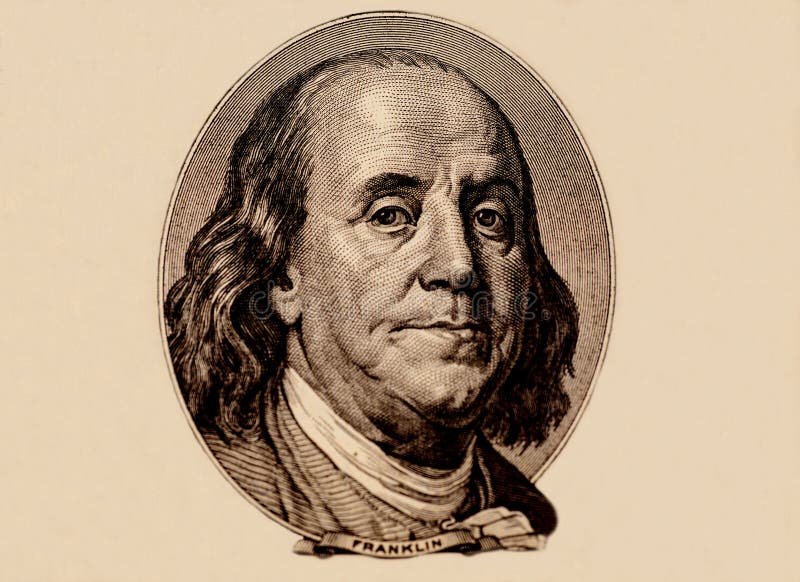 US President Benjamin Franklin Portrait Macro Stock Photo - Image of ...