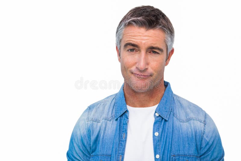 Portrait Of Unsure And Indecisive Young Man Having Conversation On ...